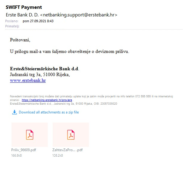 Phishing prevara: e-mail poruke sa zlonamjernim sadržajem