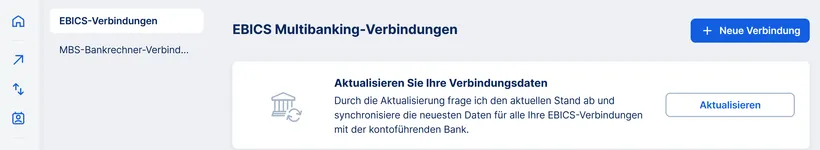 Neue EBICS-Verbindungen einrichten