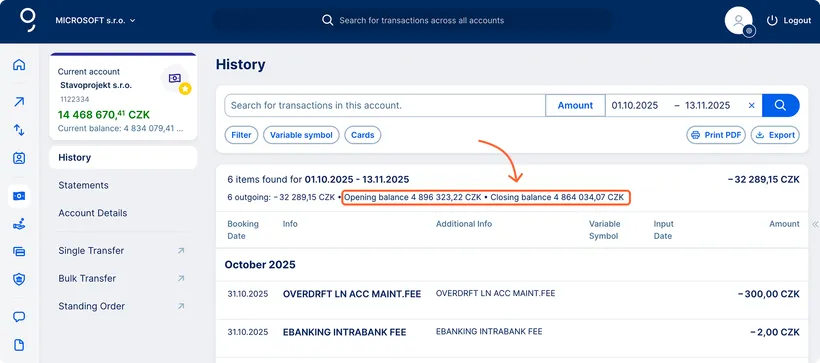 George Business Help: Transaction History