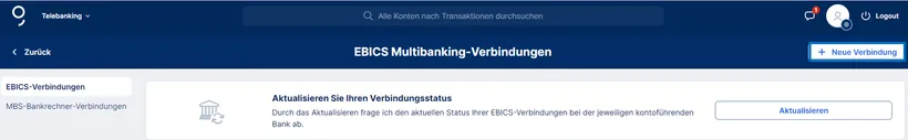 Neue EBICS-Verbindungen einrichten